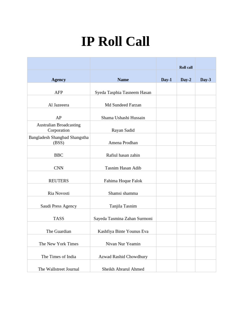 IP Roll Call: Media Agency Attendance | PDF