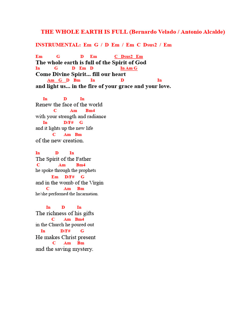 ALL THE EARTH IS FULL Chords | PDF