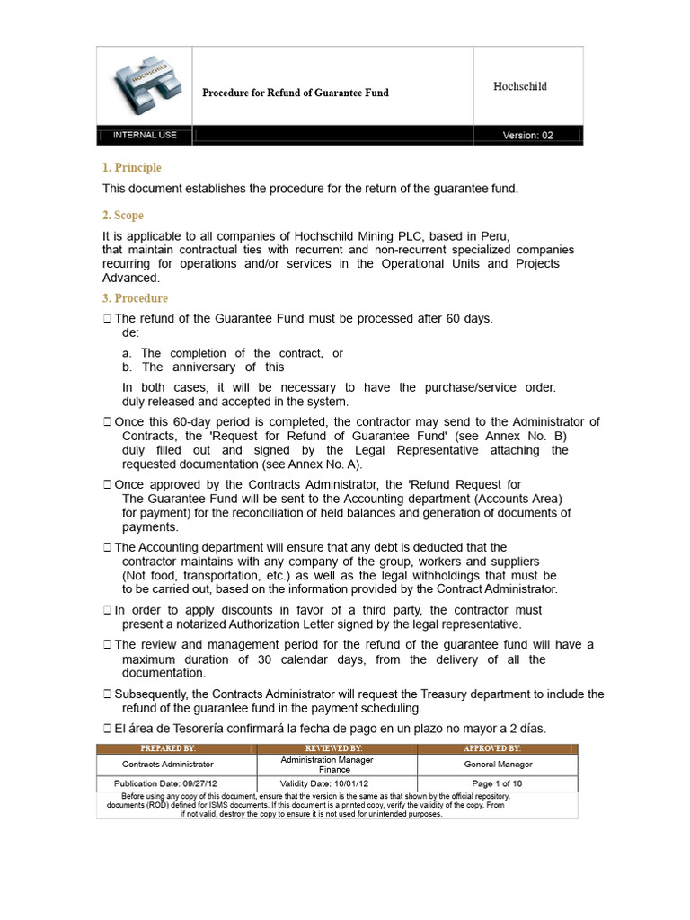 Guarantee Fund Refund Procedure Guide | PDF | Guarantee | Expense
