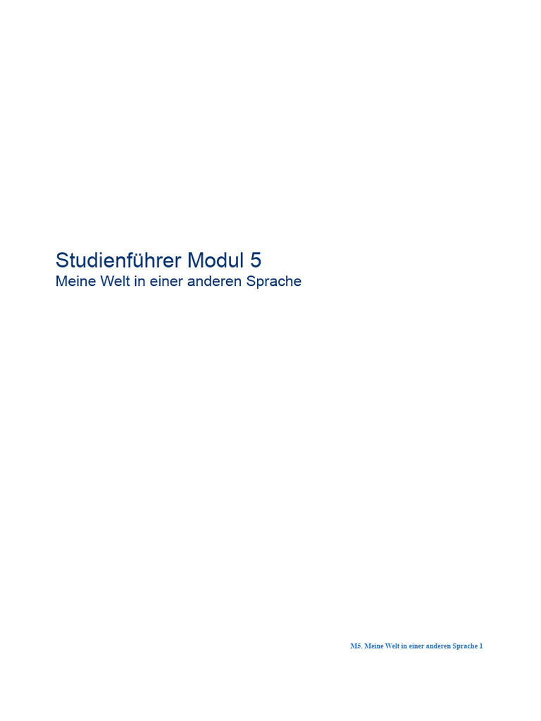 Modul 5 Meine Welt in einer anderen Sprache | PDF