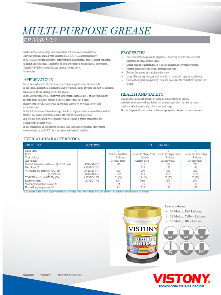 SAFETY DATA SHEET FOR VISTONY MULTIPURPOSE GREASE | PDF | Materials ...