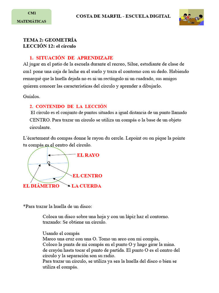 12-CM1-MATE-Th2-L12-El círculo y sus características NO | PDF ...