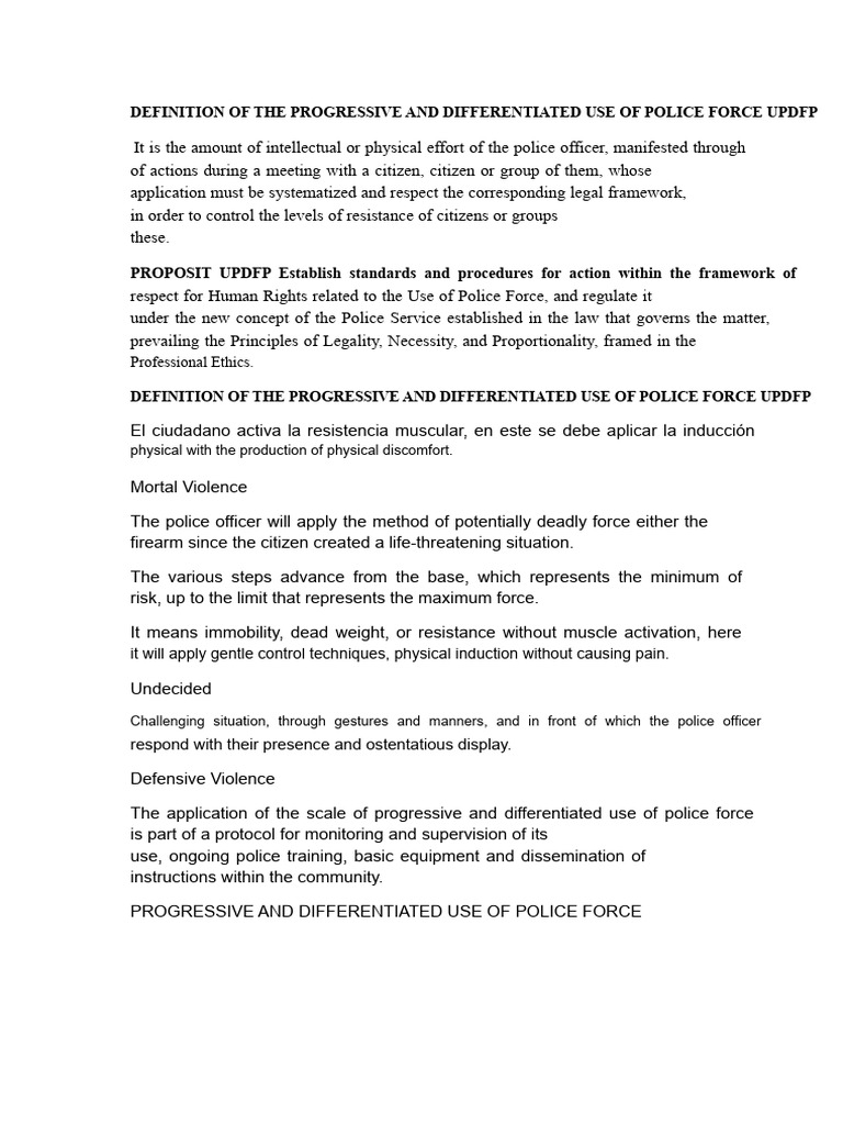 Progressive Use of Police Force Guidelines | PDF | Police | Force