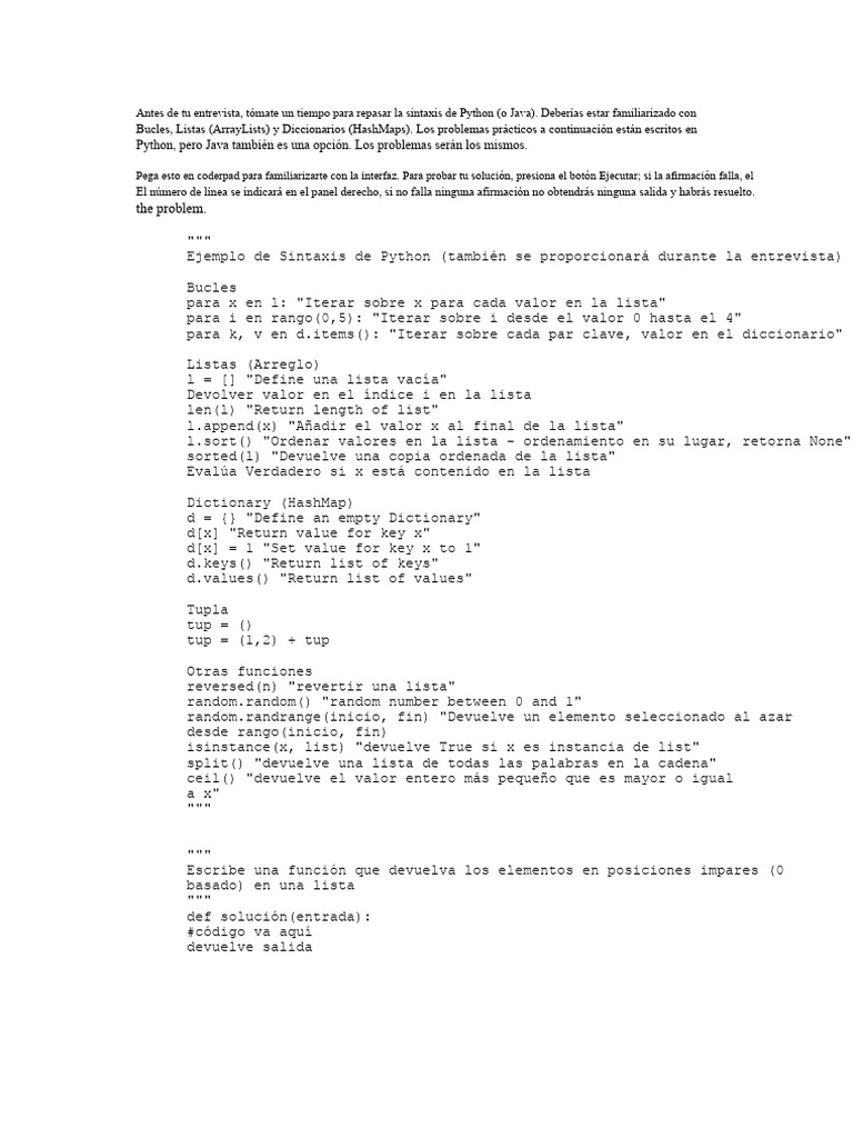 Preguntas de Codificación de Meta - Practice | PDF | Python (lenguaje de programación ...