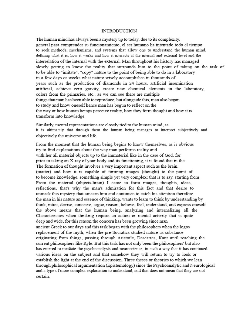 Essay on the Human Mind | PDF | Mind | Reason