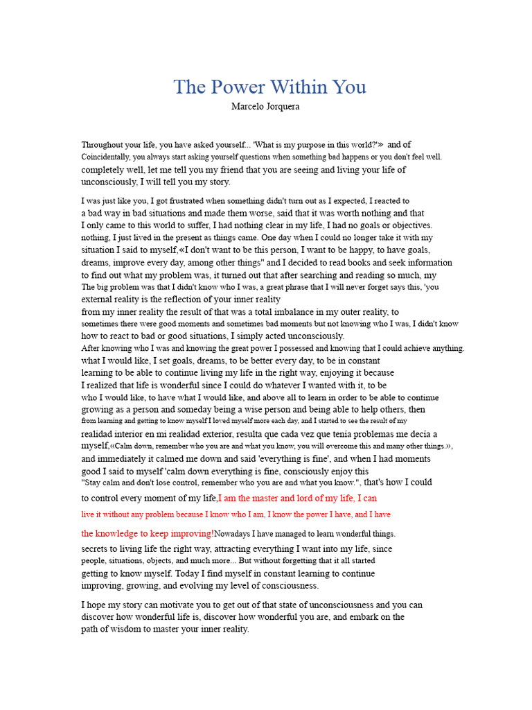 The Power Within You | PDF | Psychological Concepts | Psychology
