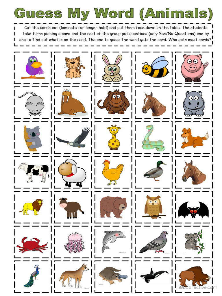 Guess My Word (Animals) PDF | PDF