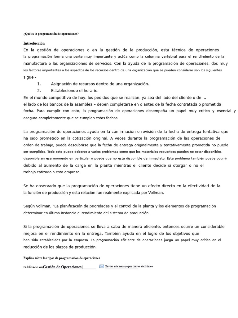Programación de Operaciones: Claves y Tipos | PDF | Programación de ...