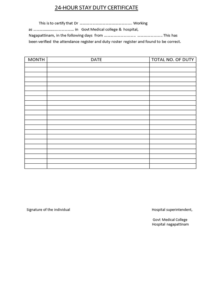 Duty Hours File (2) | PDF