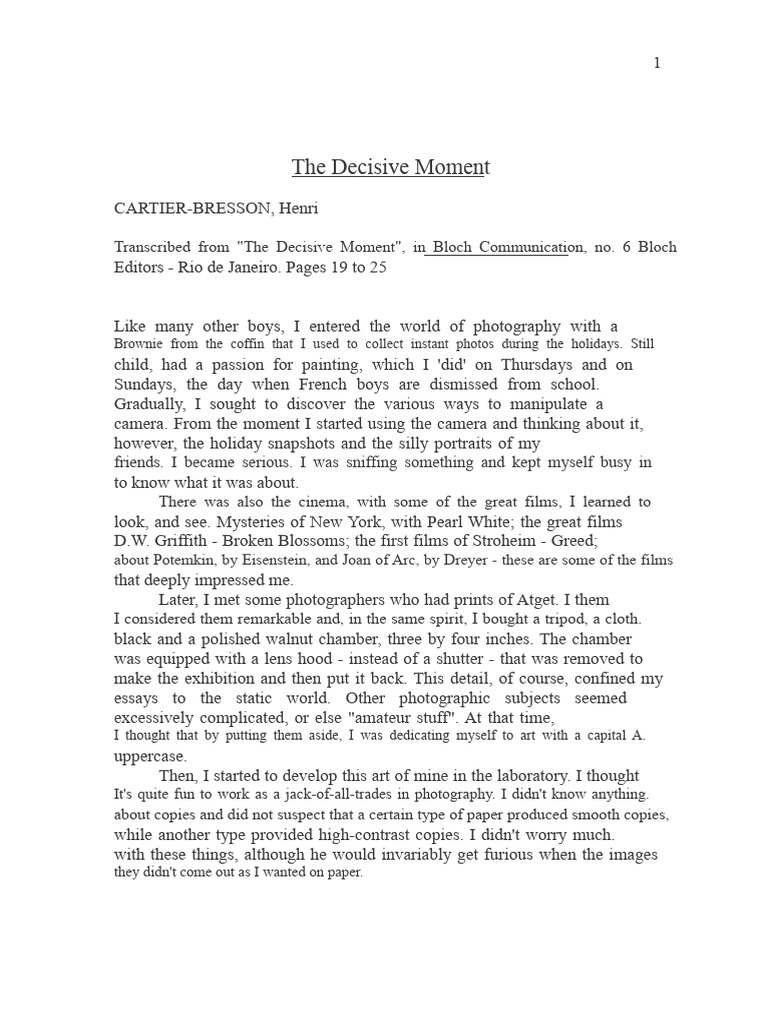 Decisive Moment Bresson | PDF | Camera | Photograph