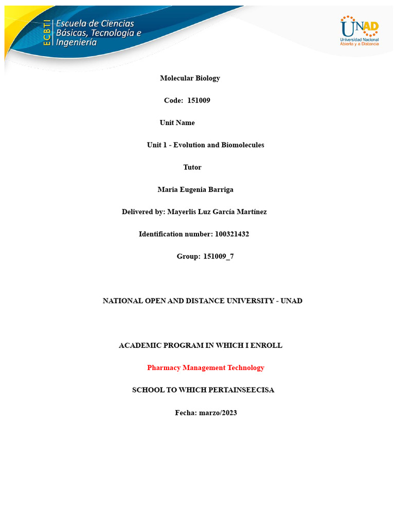 Molecular biology work by Mayerlis Garcia | PDF | Cell (Biology) | Biology
