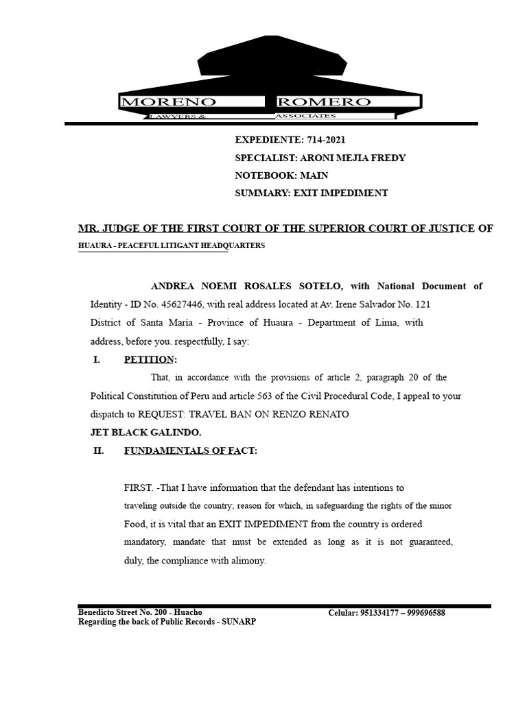 Written - Exit Impediment | PDF | Alimony | Justice