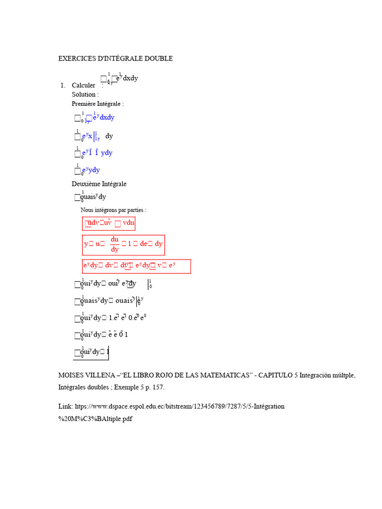Exercices d'intégrales doubles | PDF