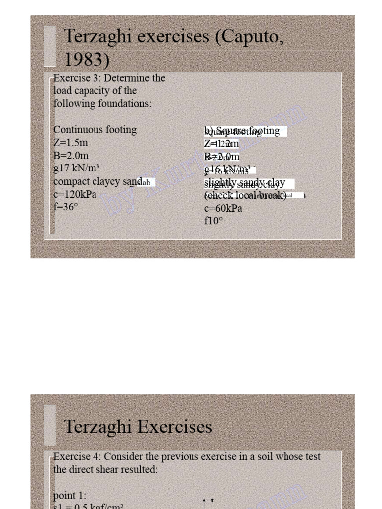 Terzaghi exercises (2) | PDF | Soil Science | Horticulture