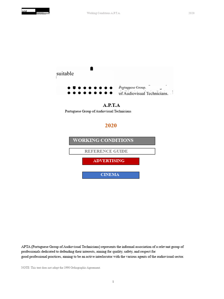 APTA Working Conditions Guide 2020 | PDF | Working Time | Occupational ...
