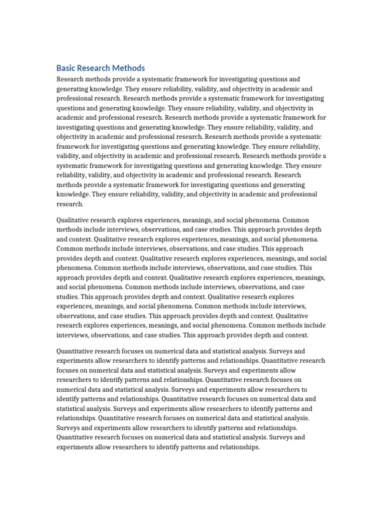 Basic_Research_Methods_Long | PDF | Methodology | Quantitative Research