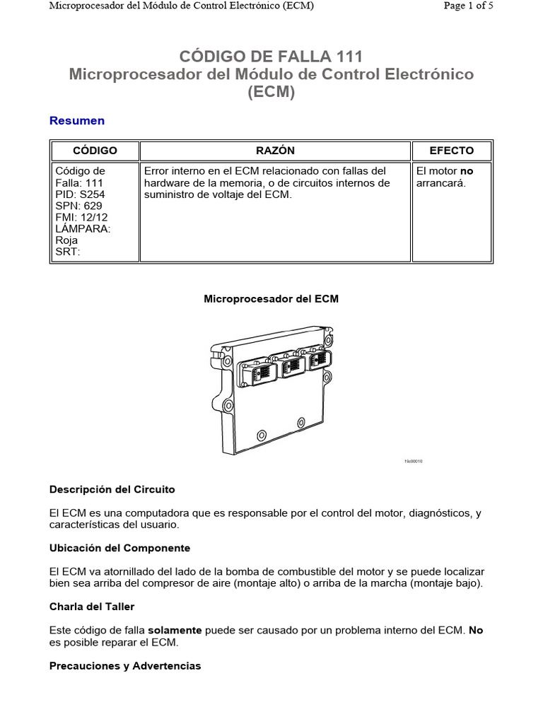 Diagnóstico del Código de Falla 111 ECM | PDF | Ciencias de la ...