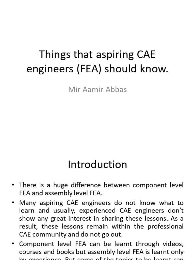 Things Aspiring CAE FEA Engineers Should Know 1674009807 | PDF | Finite ...