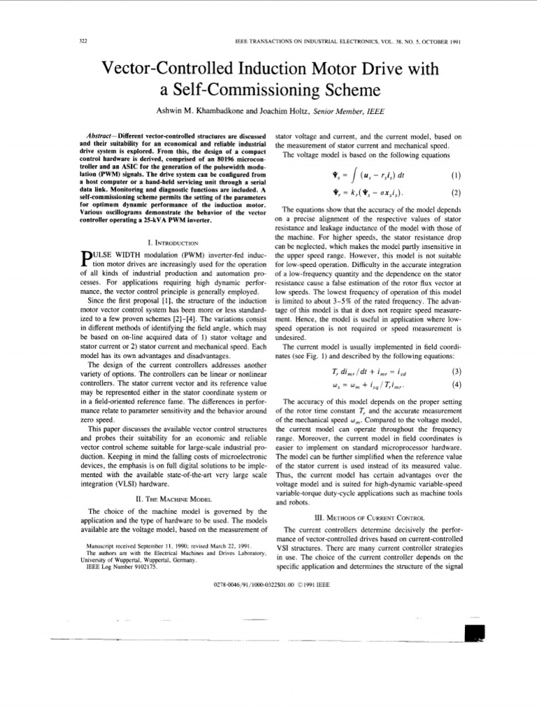 Vector-controlled Induction Motor Drive With a Self-commissioning ...