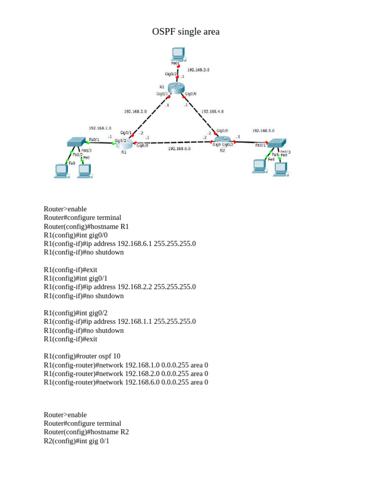 OSPF Configuration for Single Area | PDF