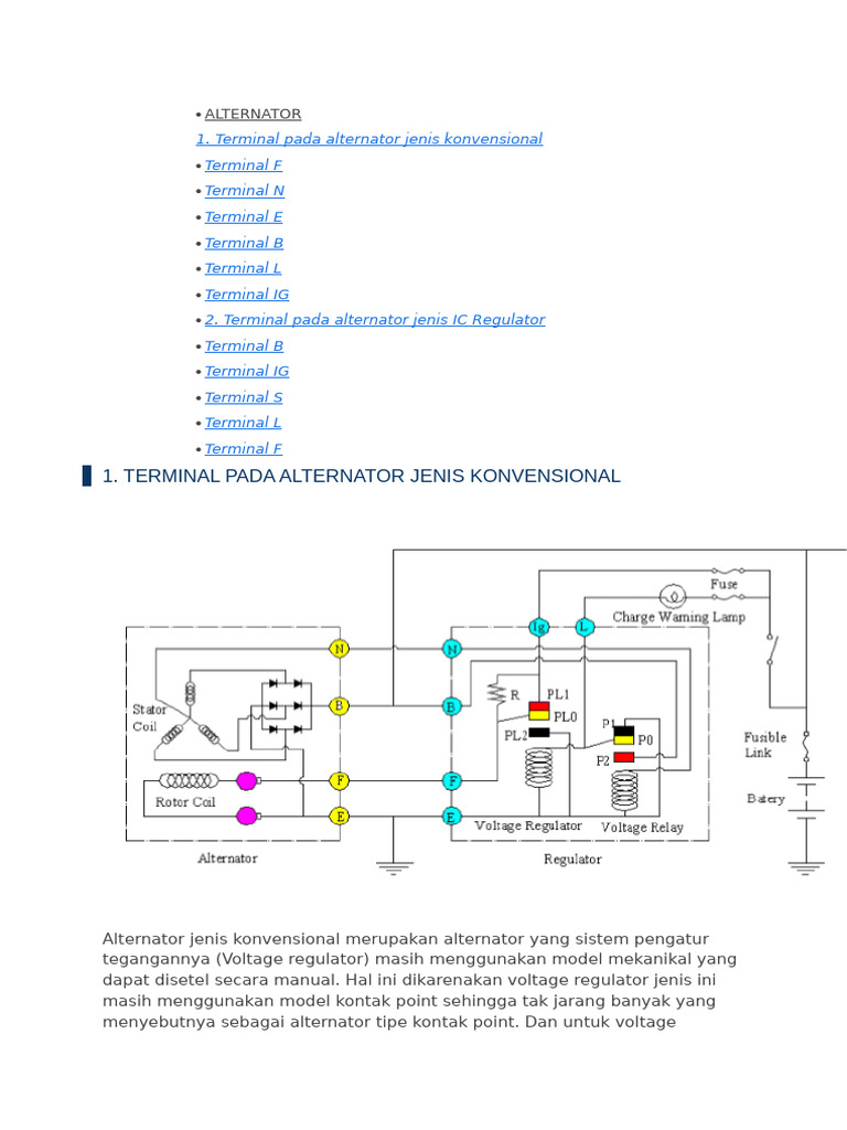 Terminal Alternator: Jenis & Fungsi | PDF