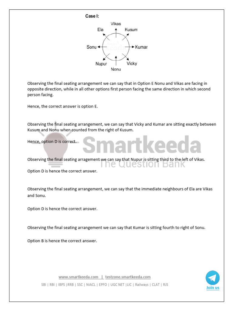 Seating Arrangement Analysis and Solutions | PDF | Litre