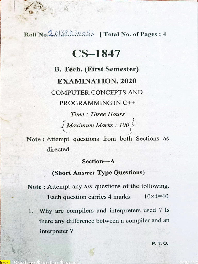 First Semester QP. | PDF