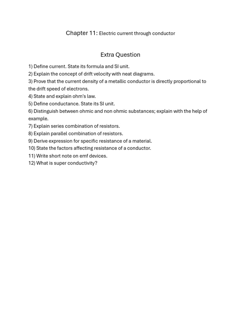 Electric Current Through Conductor | PDF