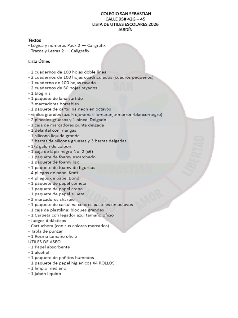 Listas de Utiles-Kinder | PDF