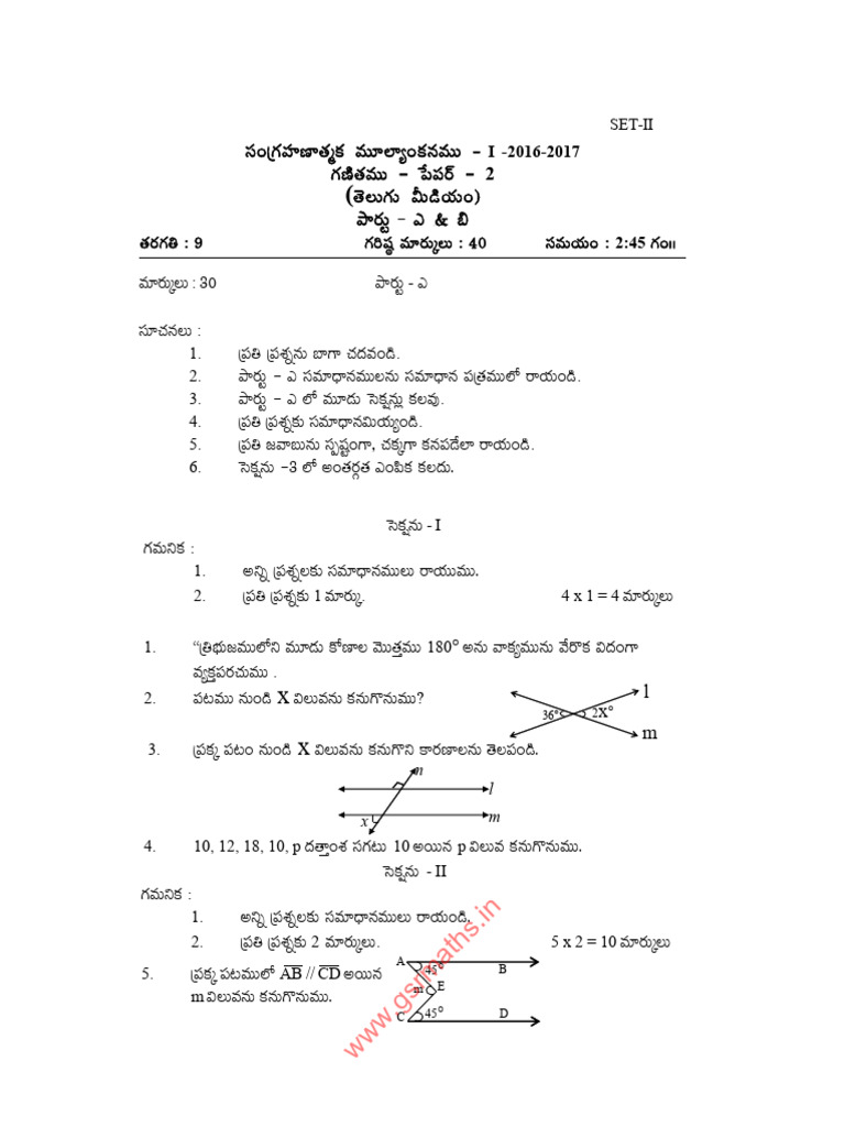 IX Class Paper - II TM | PDF