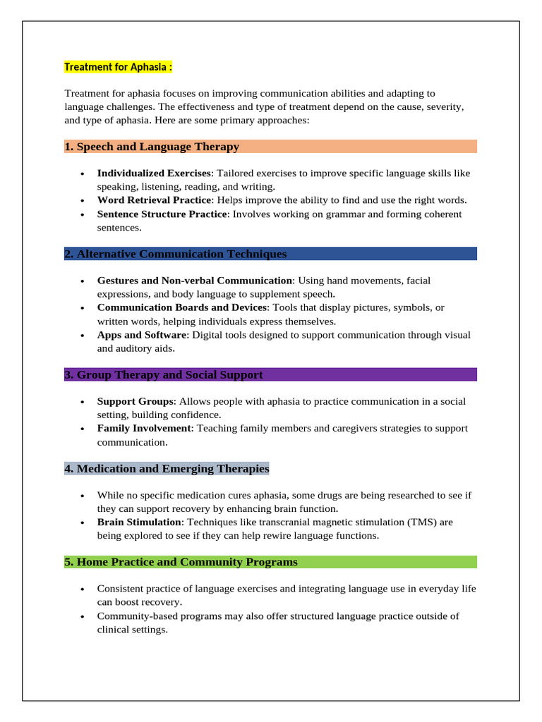 Treatment For Aphasia | PDF