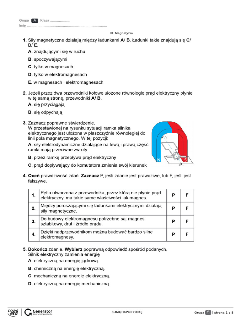 III. Magnetyzm Test - SPE | PDF