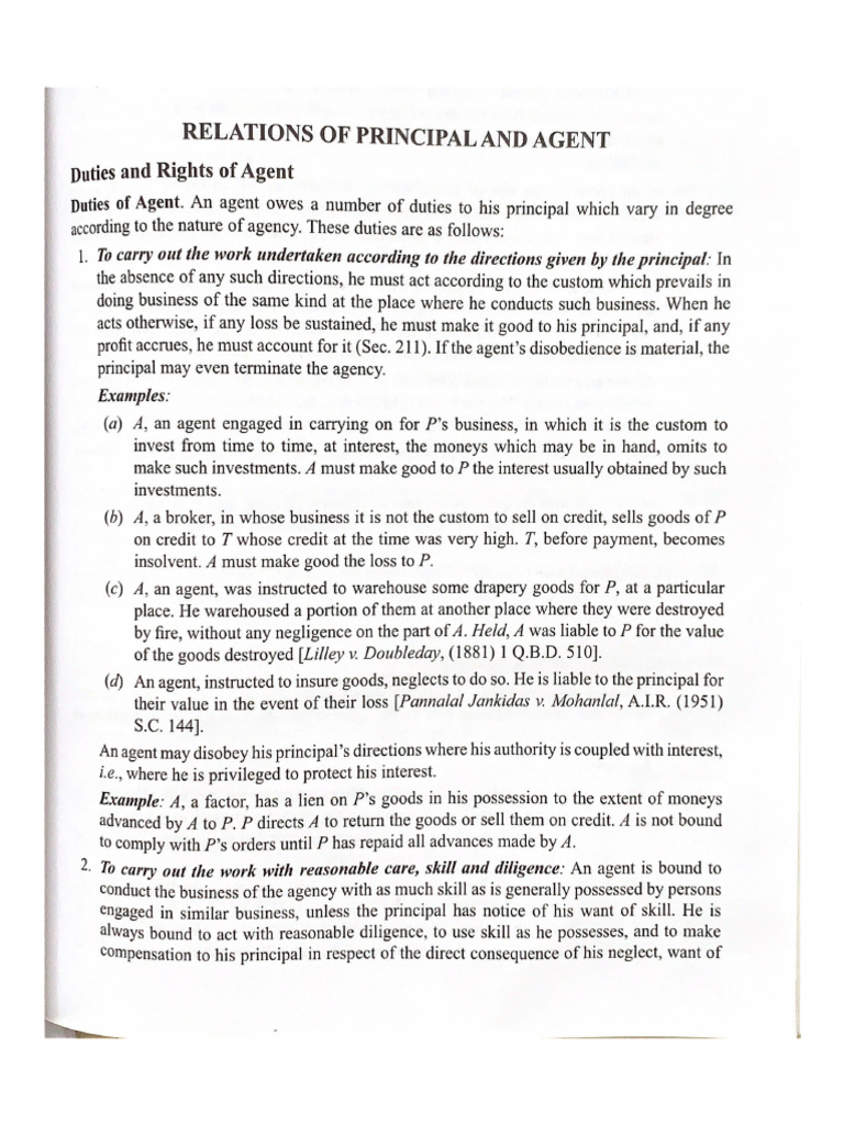 Relations of Principal and Agent | PDF