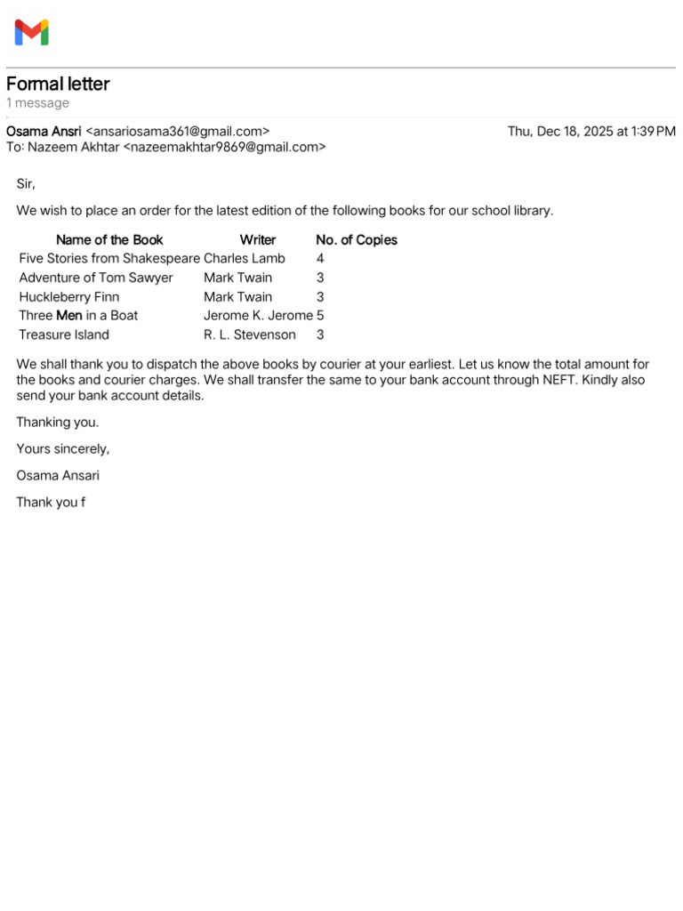 Gmail - Letter | PDF