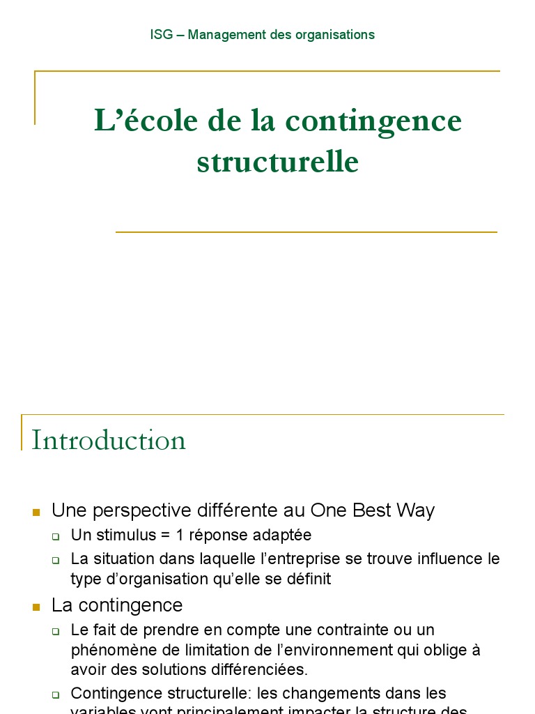 Ecole de La Contingence Structurelle | PDF | Business | Psychologie