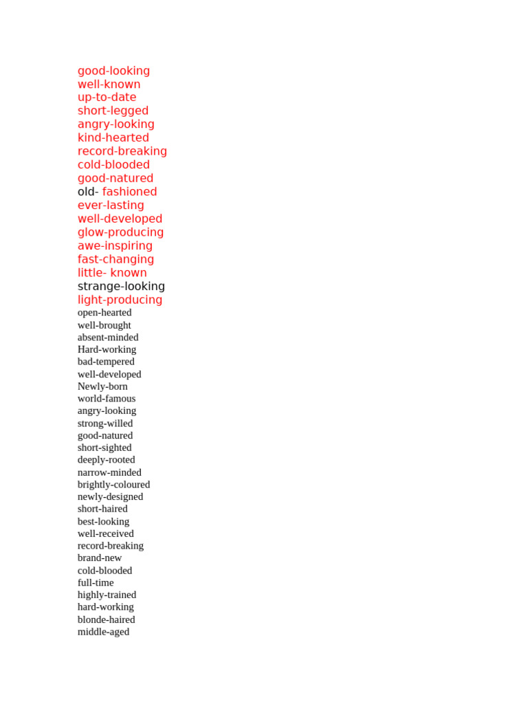 Descriptive Adjectives List | PDF
