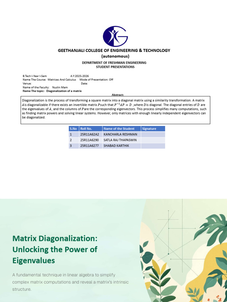 math ppt | PDF | Eigenvalues And Eigenvectors | Matrix (Mathematics)