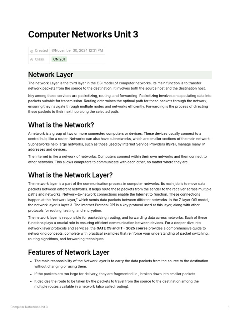 Unit 3 Notion Notes | PDF | Computer Network | Network Switch
