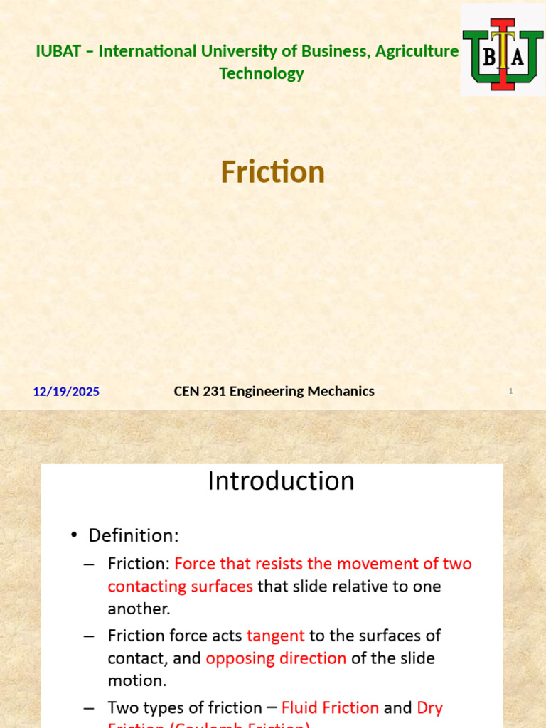 Understanding Friction in Mechanics | PDF