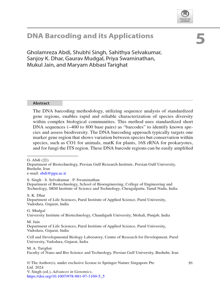 DNA Barcoding: Methods and Applications | PDF | Dna Sequencing ...