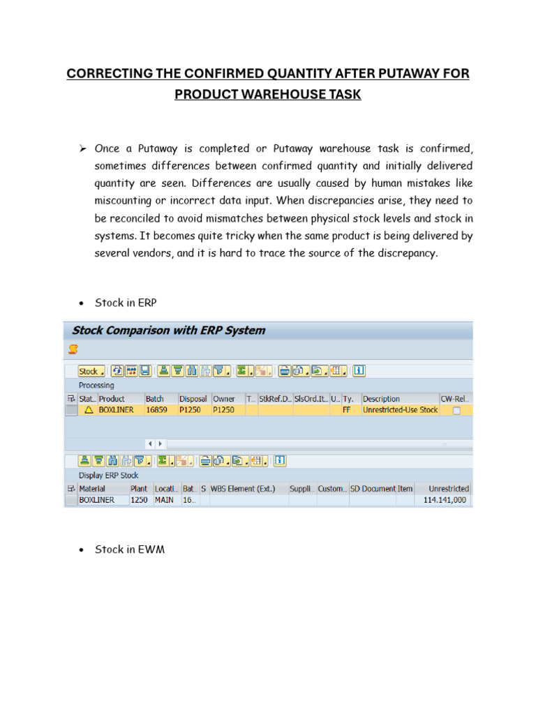 Correcting Putaway Quantity Discrepancies | PDF | Warehouse ...