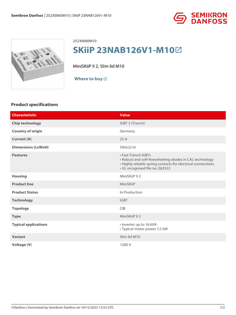 Semikron Danfoss Product Details 2025-12-19 | PDF | Electrical ...