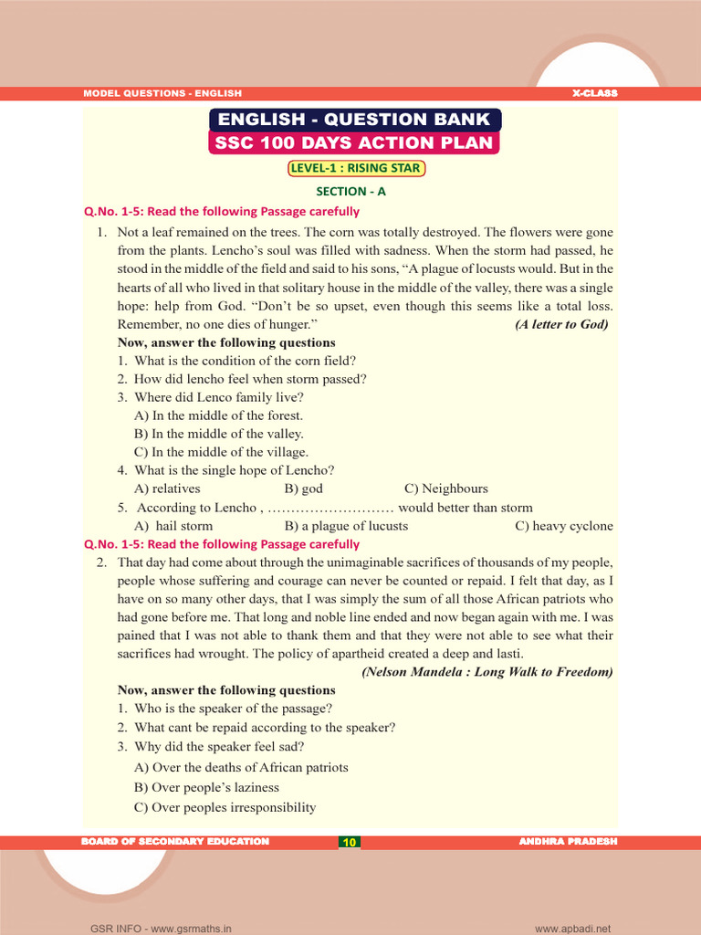 SSC English Section a SCERT Material With Key 2025-26 GSR INFO-www ...