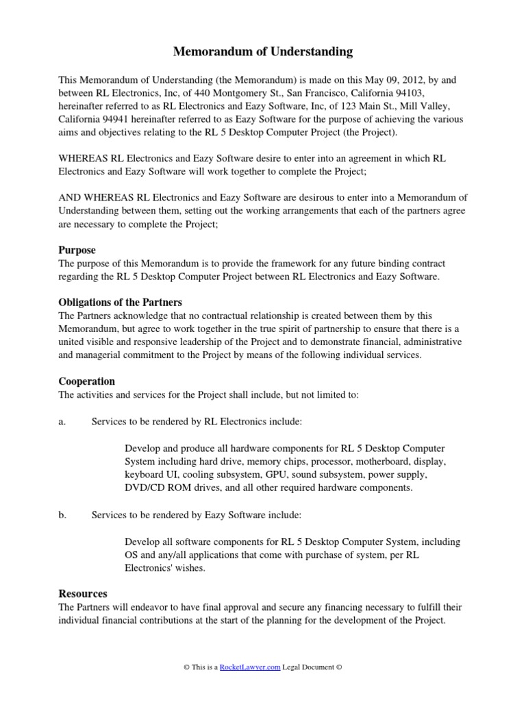 Memorandum of Understanding | PDF | Private Law | Virtue