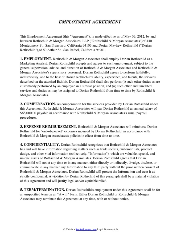 Simple Employment Agreement | PDF | Employment | Virtue