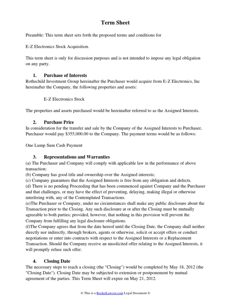 Term Sheet | PDF | Contractual Term | Stocks