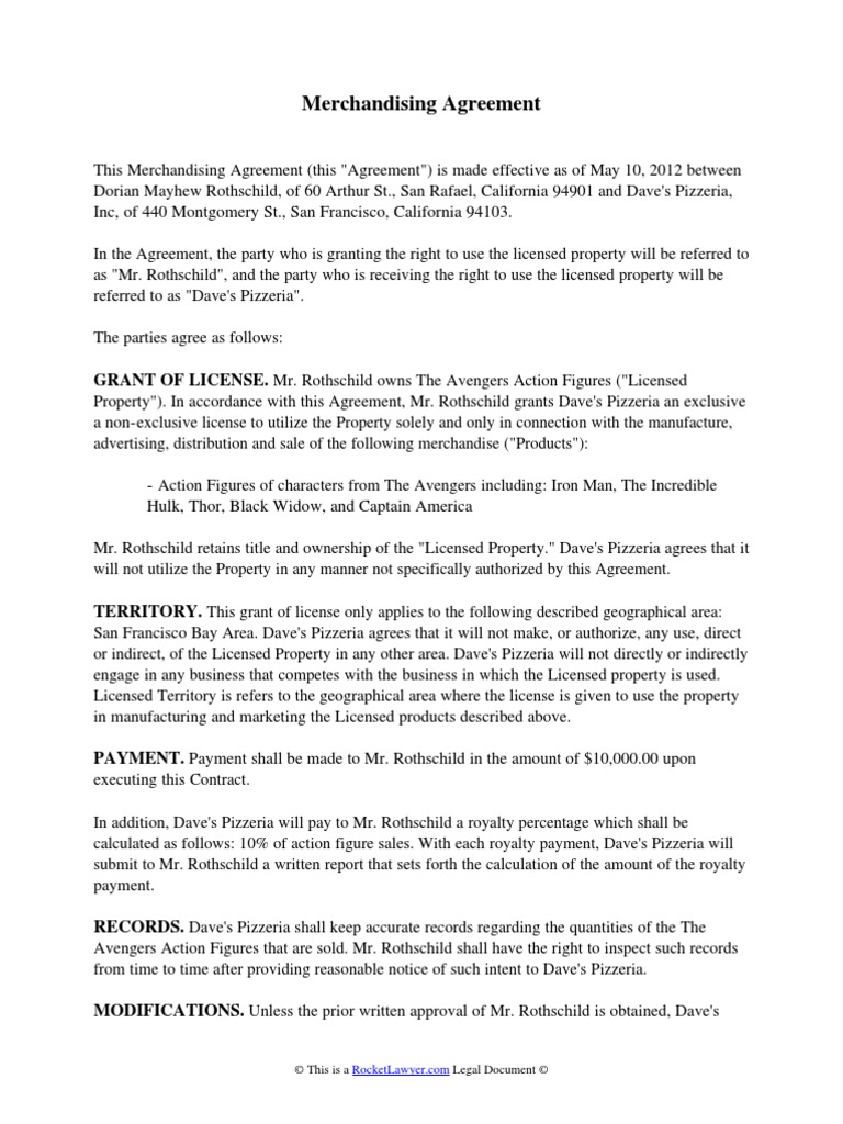 Merchandising Agreement | PDF | Indemnity | Trademark