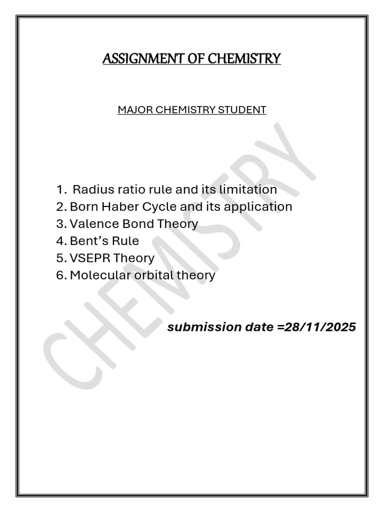 Assignment of Chemistry | PDF
