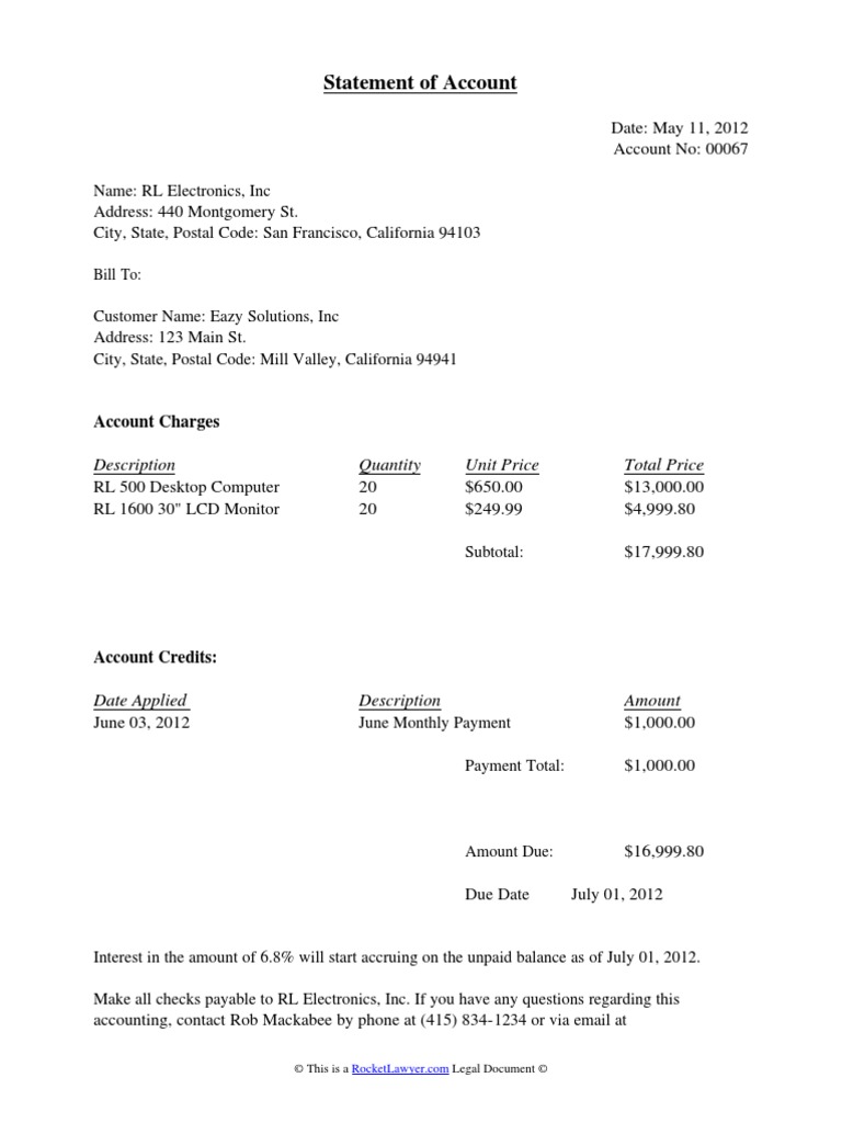 Statement of Account | PDF