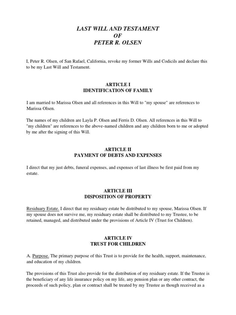 Will and Trust for Minor Children | PDF | Trust Law | Trustee